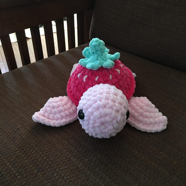 Crochet Mini Strawberry Turtle Pattern PDF Download Beginner Friendly ...