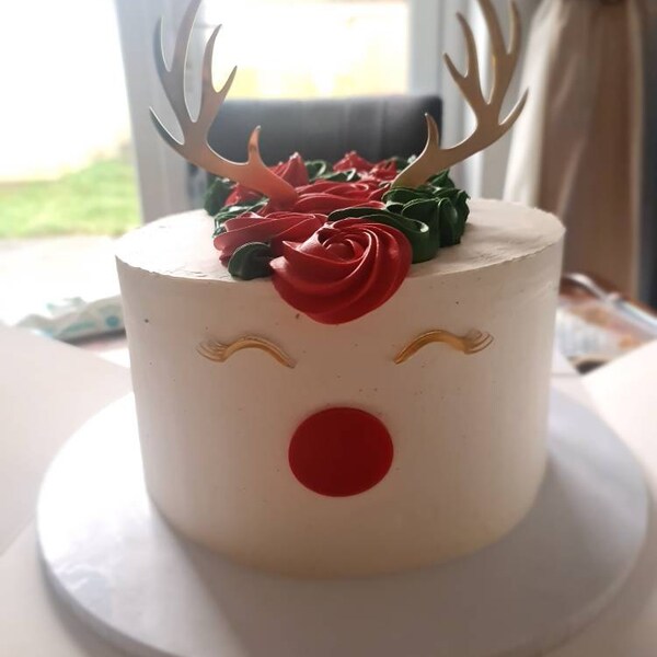 Modern Rudolf Antler Set Christmas Cake Topper - Antler, Eyes and Nose ...