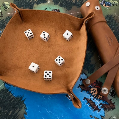 Scroll of Rolling, DND Dice Rolling Tray, Leather Rolling Mat With ...