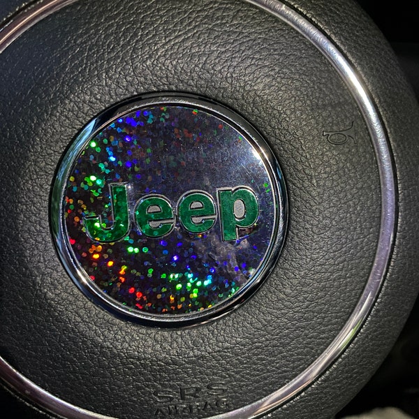 Holographic Sequins Steering Wheel Jeep Sticker Decal, Wrangler JK, JL ...