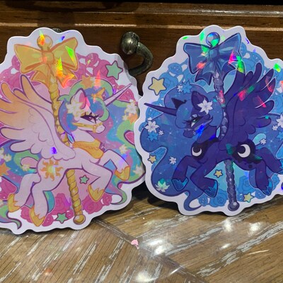 3 X 3 Carousel MLP Celestia and Luna Holographic Vinyl Stickers - Etsy