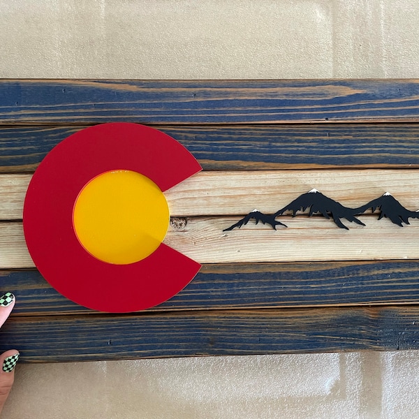 Colorado Wood Flag - 9x17" Rustic Style" - Colorado Gift - Colorado ...