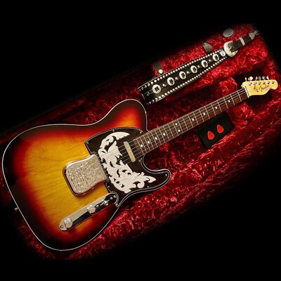 Custom Tooled Leather Alt Distressed Brown Pickguard Fits Fender ...