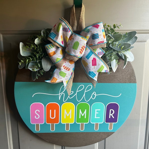 Summer Front Door Decor | Hello Summer | Popsicles | Summer Door Hanger ...