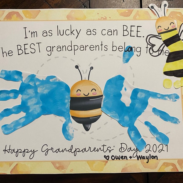 Grandparents Day Personalized Card, Printable Gift, Handprint Art ...
