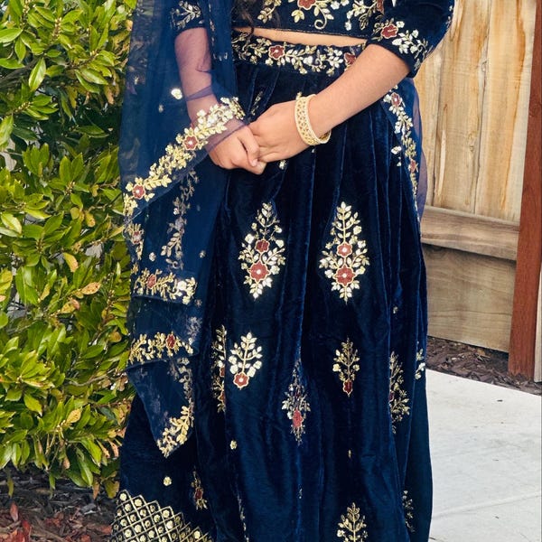 Embroidered Velvet Lehenga Choli: Purple Indian Wedding Dress - Etsy