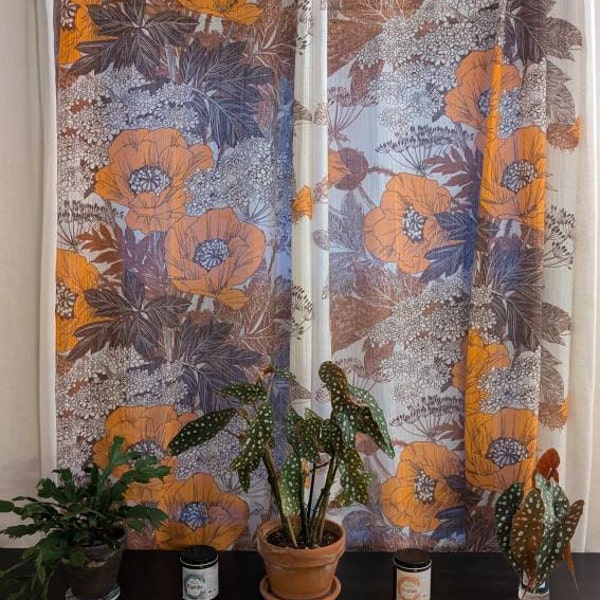 Scandinavian Vintage Curtains. Retro Net Curtains in Amazing Woven ...