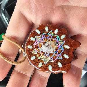 Supernova With Opal & Mandala Pinecone Pendant Necklace Sacred Geometry ...