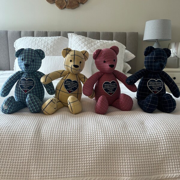 Memory Bear With Vest ,custom Made Keepsake Bearswith Memory Heart ...