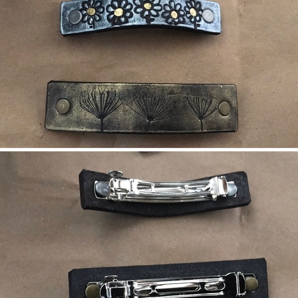 The Minimalist Barrette: Basic Black Upcycled Leather Hair Clip, for ...