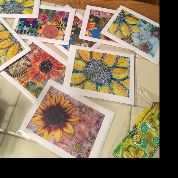 Mixed Media Note Card Set, Handmade Collage Notecards, Blank Note Card ...