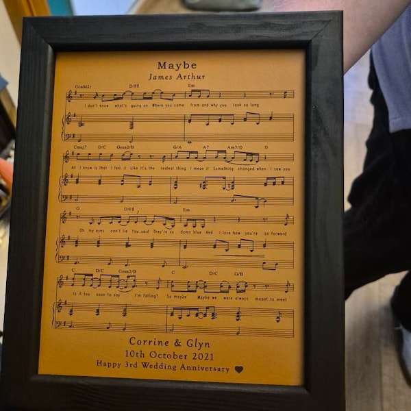 Handmade Leather Wedding Song Lyric Art Anniversary Gift for Him ...