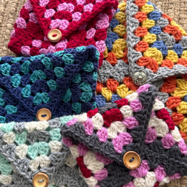 Granny Square Pouch Crochet Pattern - Downloadable PDF - Etsy