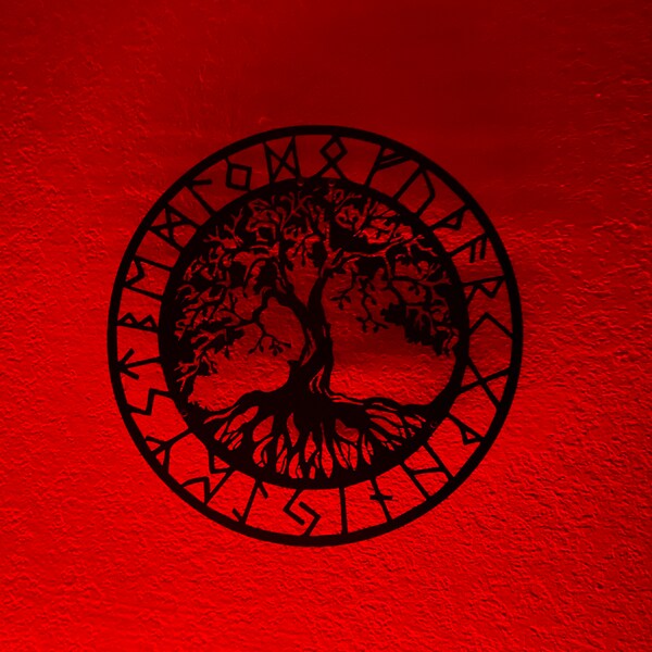 Viking Runes Tree of Life Metal Wall Art: Nordic Vegvisir Decor - Etsy