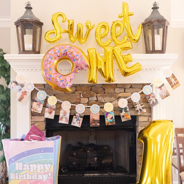 Donut Monthly Picture Display Banner, Donut Grow up First Birthday ...