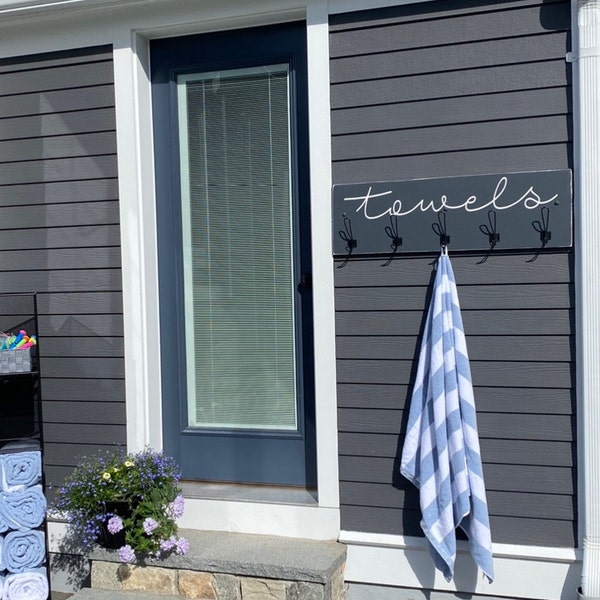 Towel Hooks | Coat Rack Sign | Bathroom Decor | Bathroom Sign | Rustic ...