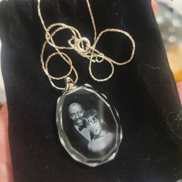 Laser Engraved 2D Crystal Necklace With Your Personalized Photo - Etsy