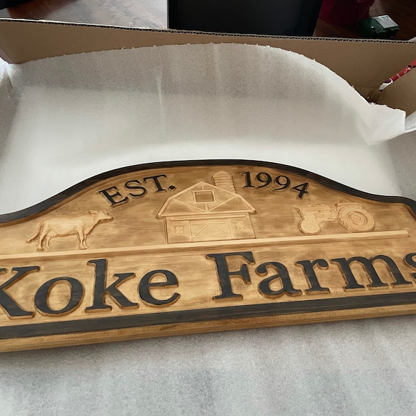 Farm Sign Personalized Established Family Name Sign Carved Wooden Last ...