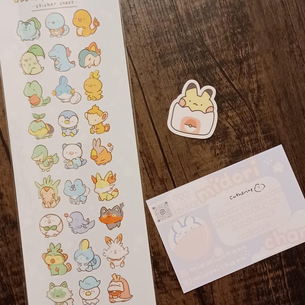 Pastel Tiny Derpy Poke Gen 1-9 Starters Sticker Sheet | 27 Stickers! - Etsy