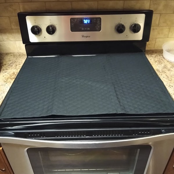 Glass Top Stove Cover and Protector Quilted Material Red, White, Cream ...