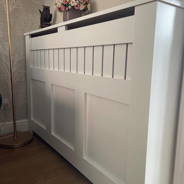 Custom Radiator Cover With Mitred Corners, Decorative Panel and Oak Top ...