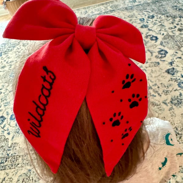 Initial Hand Embroidered Hair Bow.personalized Bow,lettered Hair Bow ...