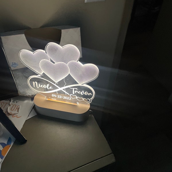 Personalized 3D Illusion LED Lamp | Infinity Heart Valentines Gift ...