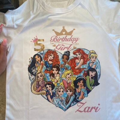 Princess Birthday T Shirt,disney Princess Birthday Shirt ,personalized All Princess Shirt, All ...
