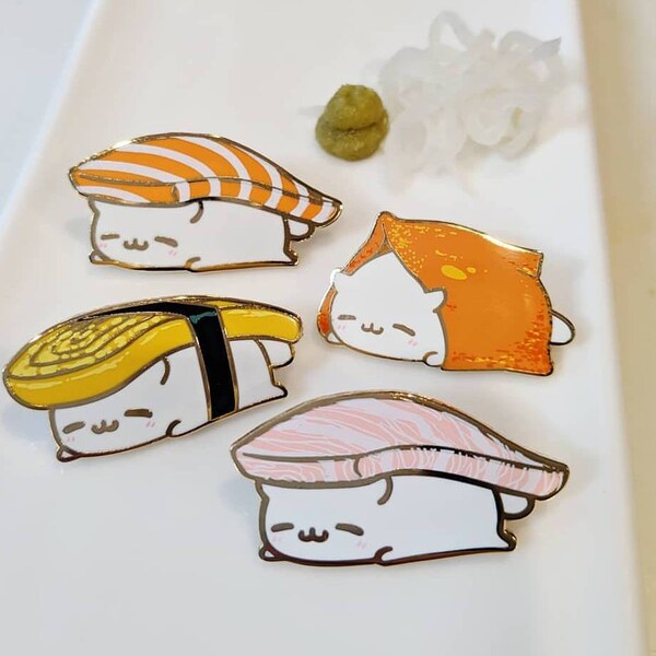 Sushi Cat Mewchi Hard Enamel Pin - Rice Kitty Nigiri 1.25"~1.5" - Etsy