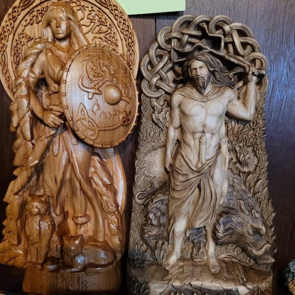 Carved Wood Freyr Figurine Freyr Statue, Norse Pagan Decor - Etsy