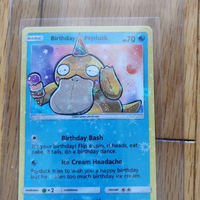 Birthday Psyduck Holographic Celebration Trading Card Cute Gifts for ...
