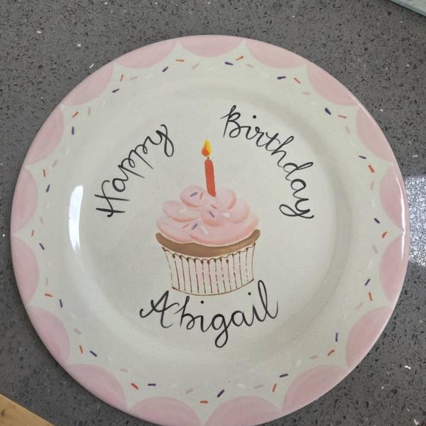 Personalised Birthday Plate | 9 Inch Plate | Hand Painted Keepsake Gift ...