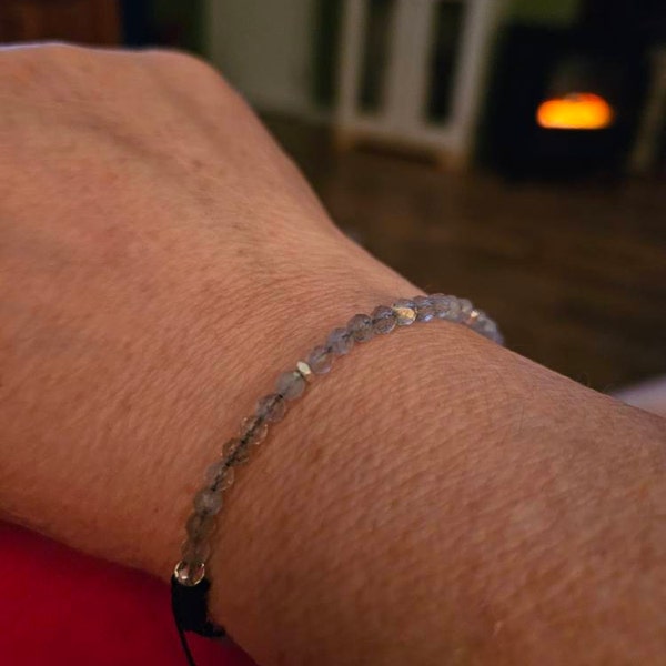 Natural Moonstone Stone Bracelet - Gray Crystal Gemstone Dainty ...