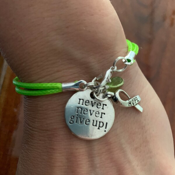 Lime Green Awareness Bracelet (cotton/poly) - Muscular Dystrophy, Lyme ...
