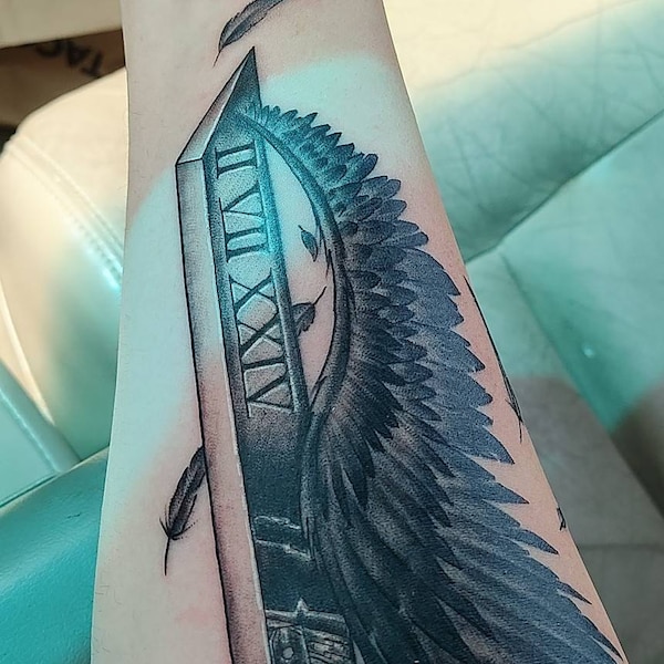 Geometric Clock Compass Tattoo Design With Stencil - Forearm Half ...