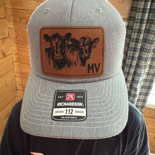 Engraved Patch Cow Hat / Richardson Farm Hat / Custom Brand Hat ...