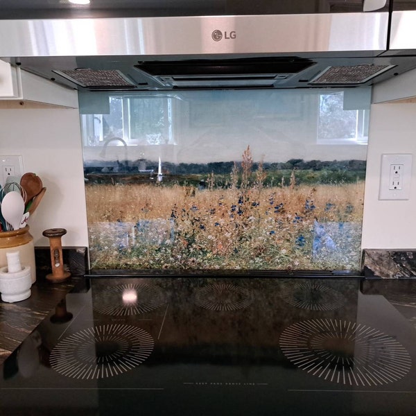 Colorful Stained Backsplash Tile-solid Tempered Glass Wall Protection ...