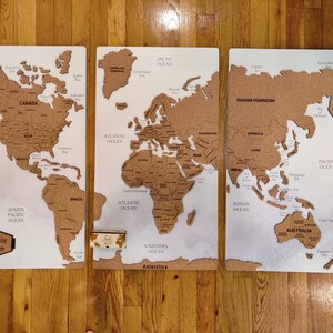 World Map Push Pin Wall Art Cork World Map Board Wooden - Etsy