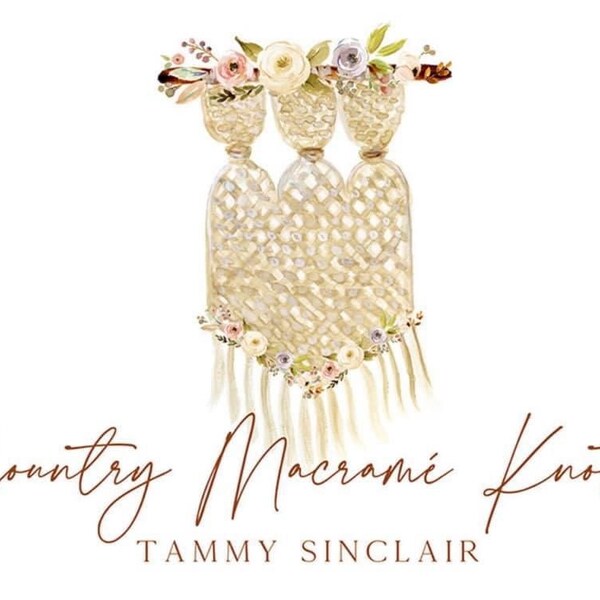 Macrame Logo, Boho Logo, Yarn Weave Logo, Wall Hanging Logo, Watercolor ...