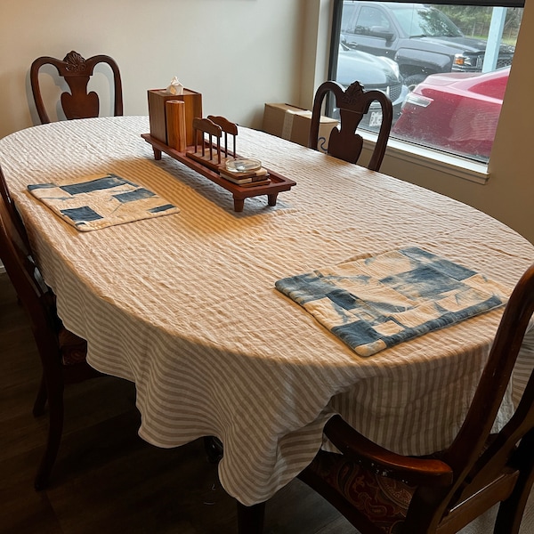 Oval Linen Tablecloth. Long Linen Table Cloth Sheet. Wide Round ...