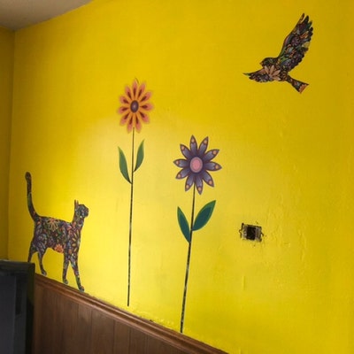 Funky Flower Wall Decals Set of 4 Floral Stickers - Etsy