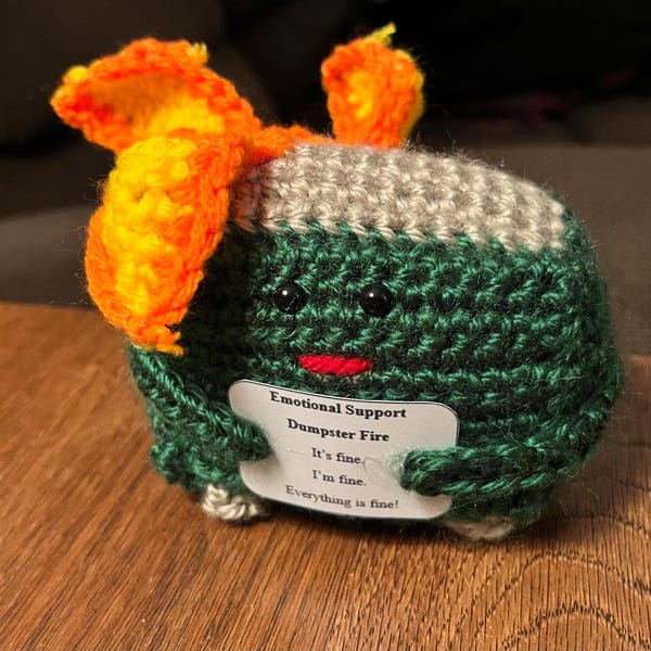 Pattern and Sign Only: Dumpster Fire Emotional Support Crochet Pdf X2 ...