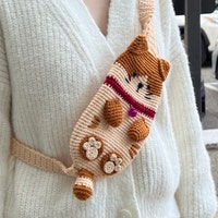 Handmade Crochet Cat Chest Bag Shoulder Crossbody Purse Phone, Wallet ...