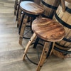 Whiskey Barrel Stave Bar Stool With Burnt Hickory Wooden Swivel Seat ...