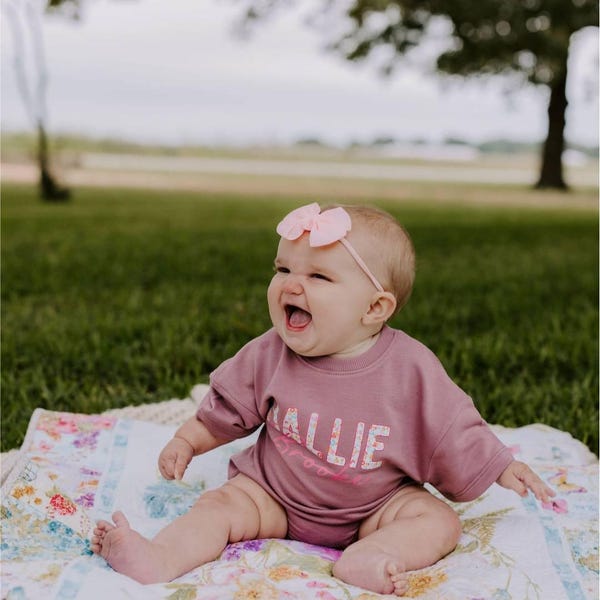 Personalized Name Baby Girl Outfits, Custom Baby Bubble Romper, Baby ...