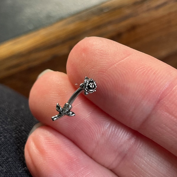 Antique Rose Curved Barbell Rook Piercing Curved Bar Eyebrow Jewelry ...