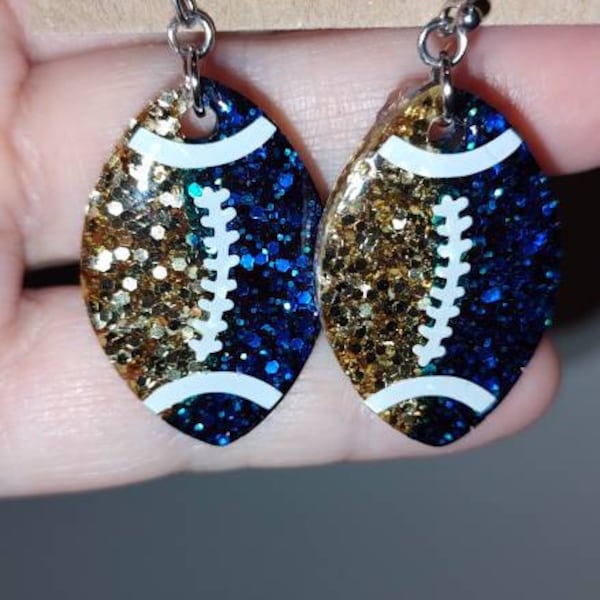Personalized Football Earrings, Custom Team Colors, Sparkly Game Day ...