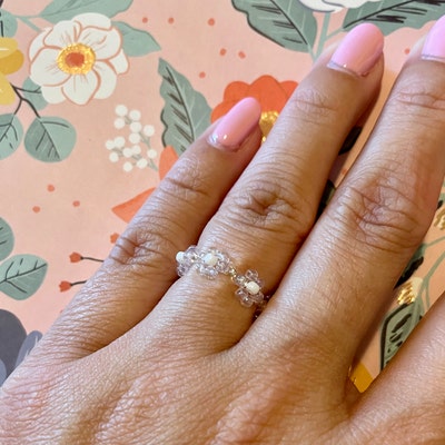 Dainty Handmade Stackable Beaded Ring, Daisy Ring, Flower Ring ...