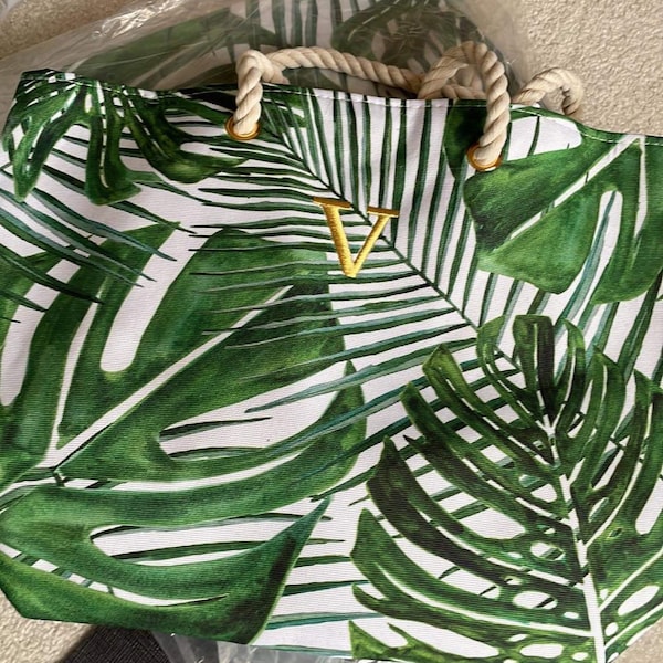 Palm Leaf Tote Bag - Personalized Tote Bag - Bride Gift - Bridesmaid ...