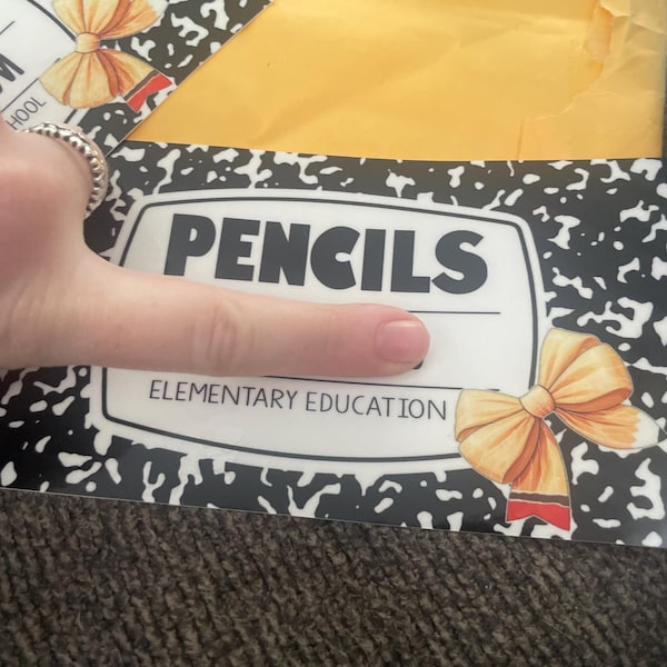 Personalized Teacher Pencil Dispenser Label: Waterproof Decal (7.4"x2.5 ...